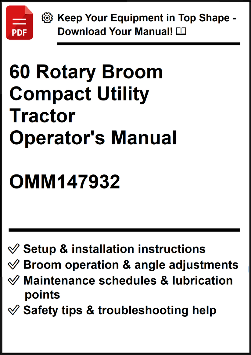 John Deere 60 Rotary Broom Tractor Operator's Manual OMM147932 ...