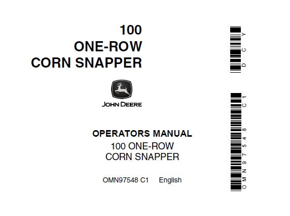 John Deere 100 One-Row Corn Snapper Operator’s Manual OMN97548 - PDF ...